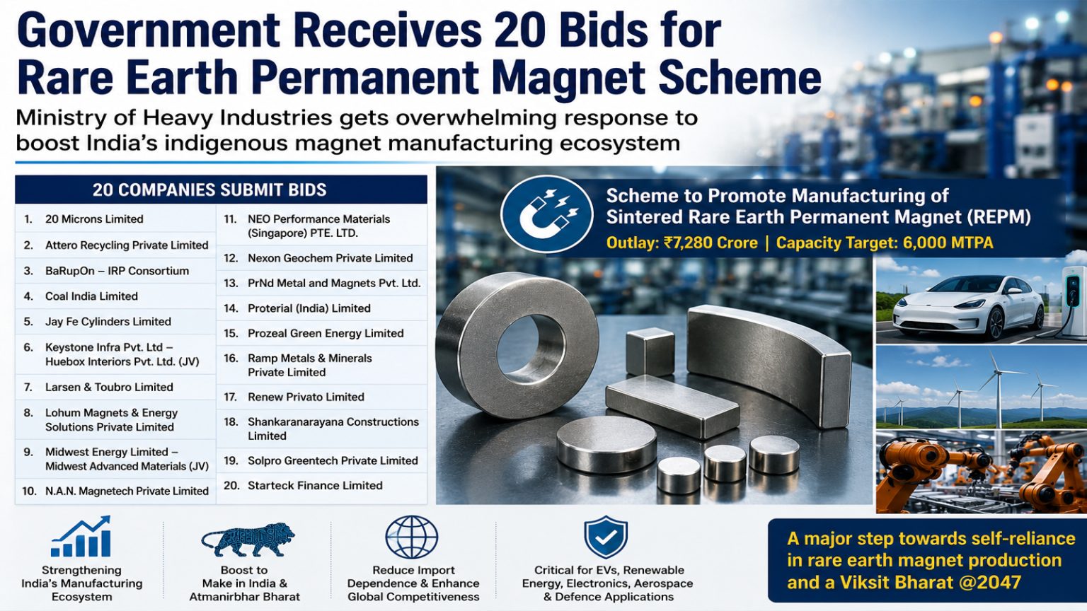Government receives 20 bids for rare earth permanent magnet ...